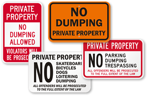 Private Property No Dumping Signs | Free Shipping Options