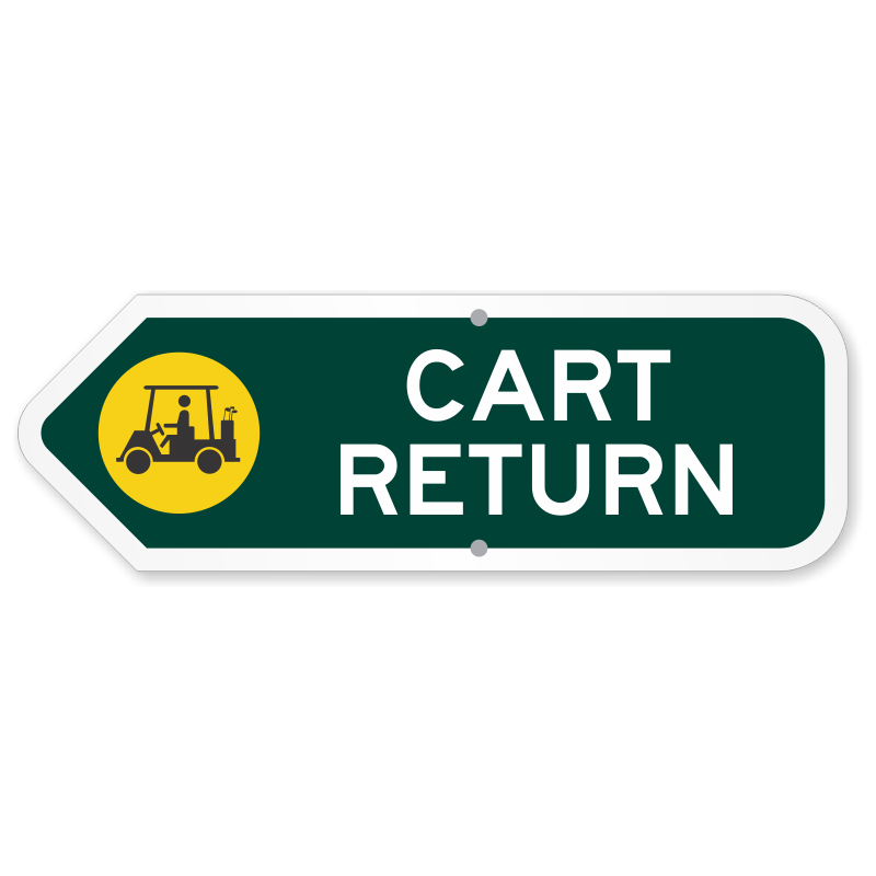 Directional Golf Course Cart Return Sign, SKU: K2-4885