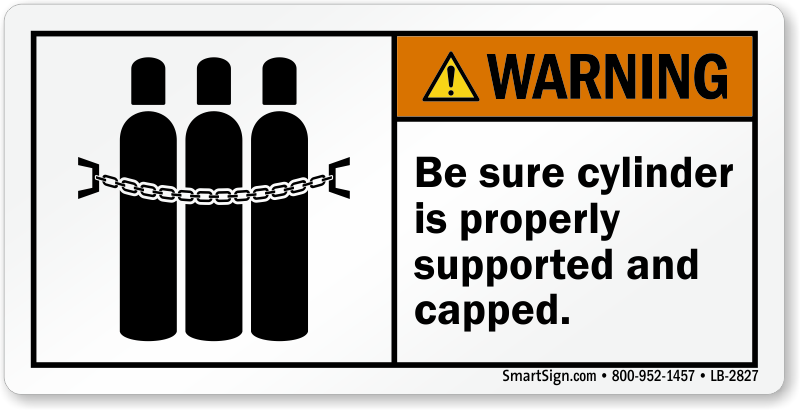 Cylinders Must Be Secured Caution & Danger Sign