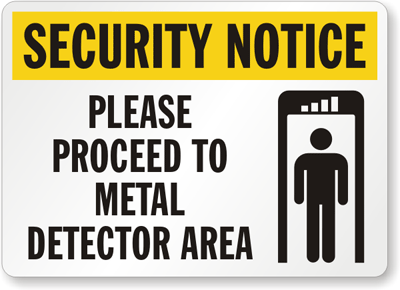 Metal Detector and Security Checkpoint Signs
