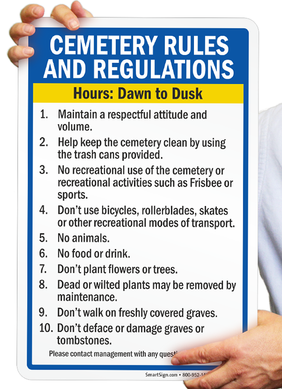 Cemetery Rules And Regulations Sign SKU S2 1280 Cemetery Rules And Regulations Sign SKU S2 1280