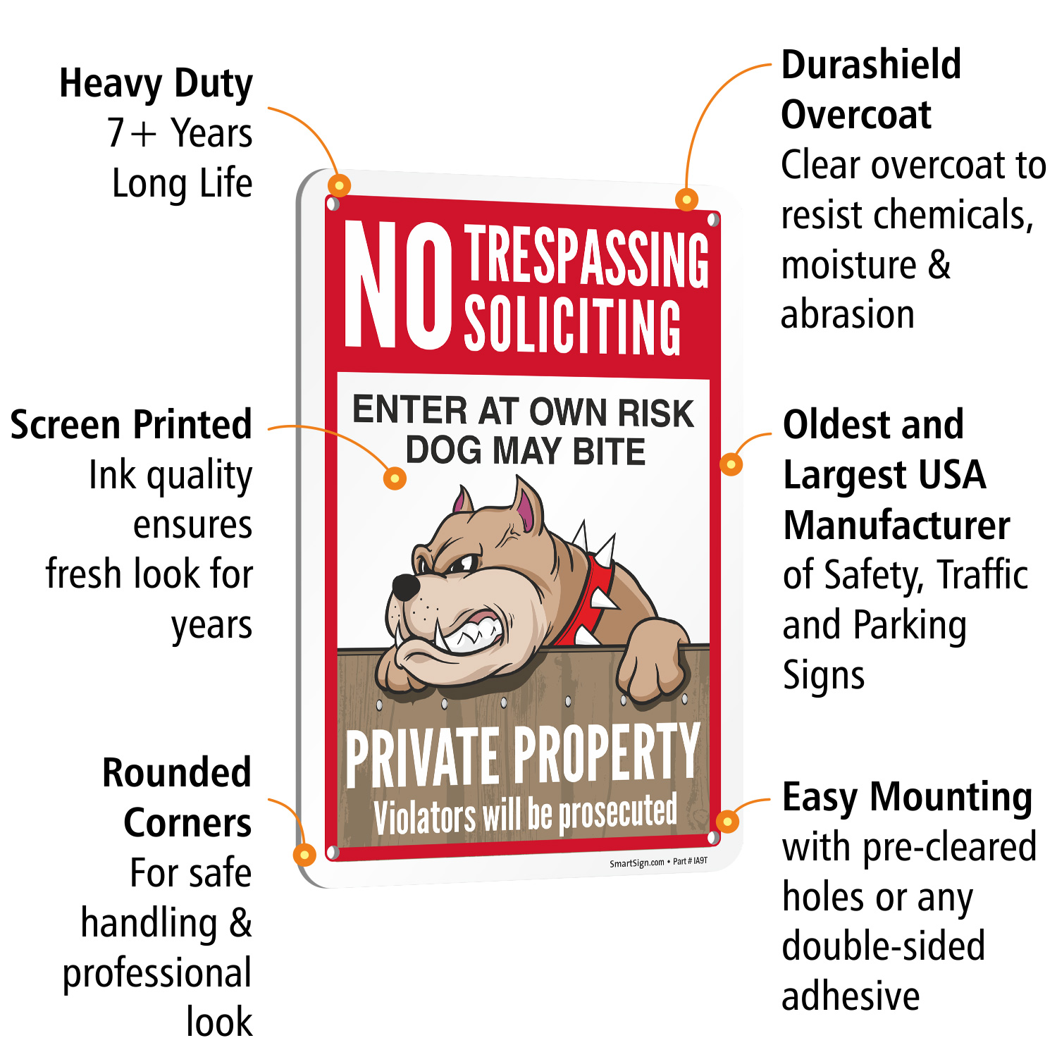 Enter At Your Own Risk Dog May Bite No Trespassing Dog Sign, SKU: S2-5814