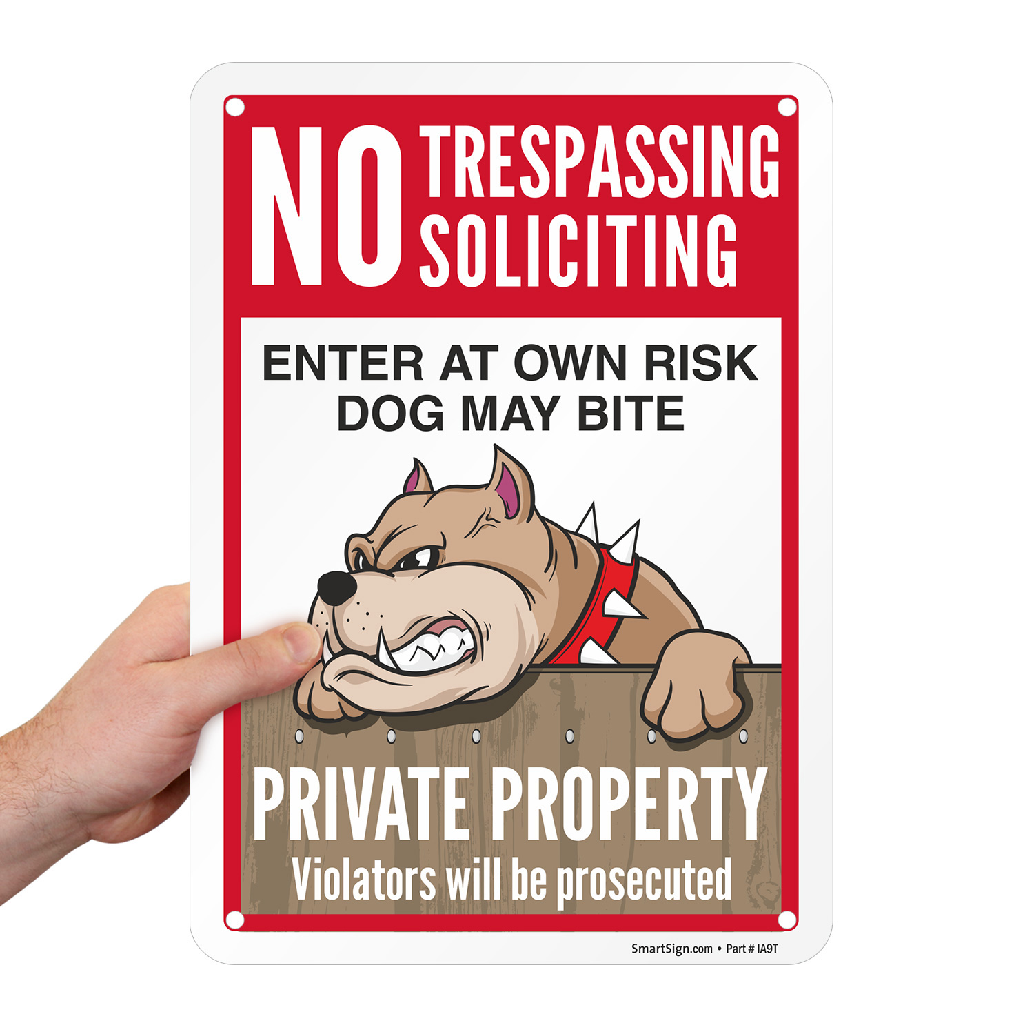 Enter At Your Own Risk Dog May Bite No Trespassing Dog Sign, SKU: S2-5814