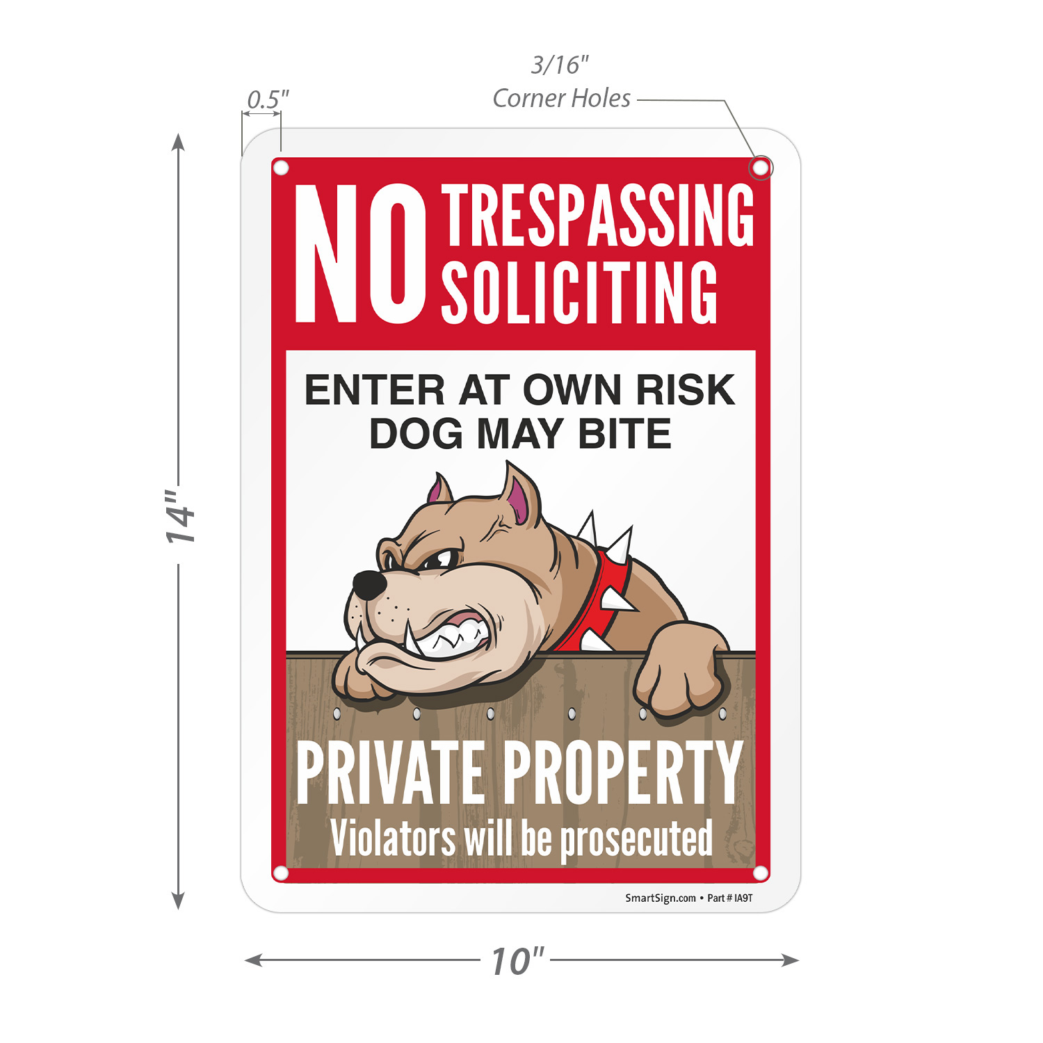 Enter At Your Own Risk Dog May Bite No Trespassing Dog Sign, SKU: S2-5814