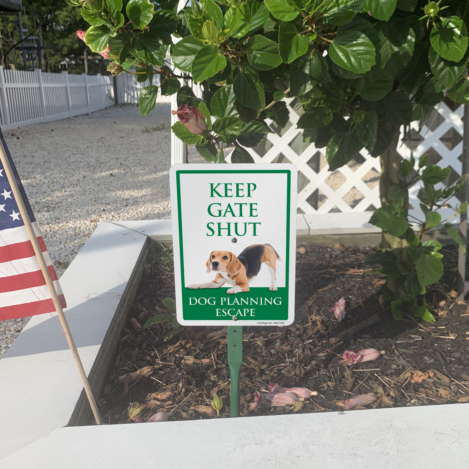 Keep Gate Shut Dog Planning Escape Gate Warning Sign, SKU: S2-5821