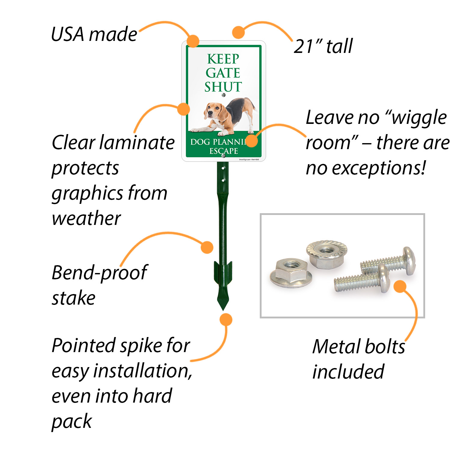 Keep Gate Shut Dog Planning Escape Gate Warning Sign, SKU: S2-5821