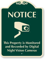 Designer Property is Monitored by Night Vision Cameras Sign, SKU: K-7861