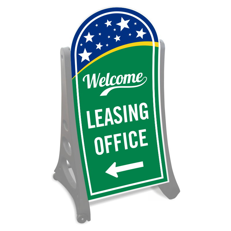 Welcome Leasing Office Portable Sidewalk Sign with Arrows, SKU: K-ROLL ...
